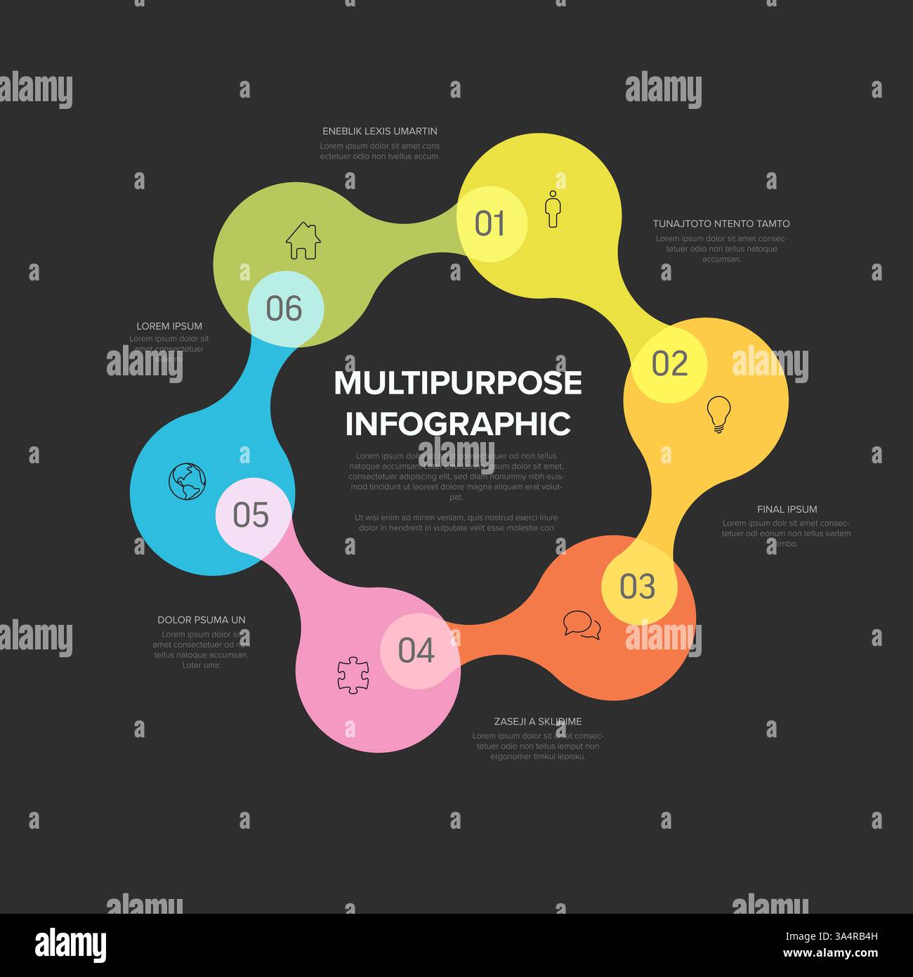 A colorful multipurpose infographic featuring a circular flow design ...
