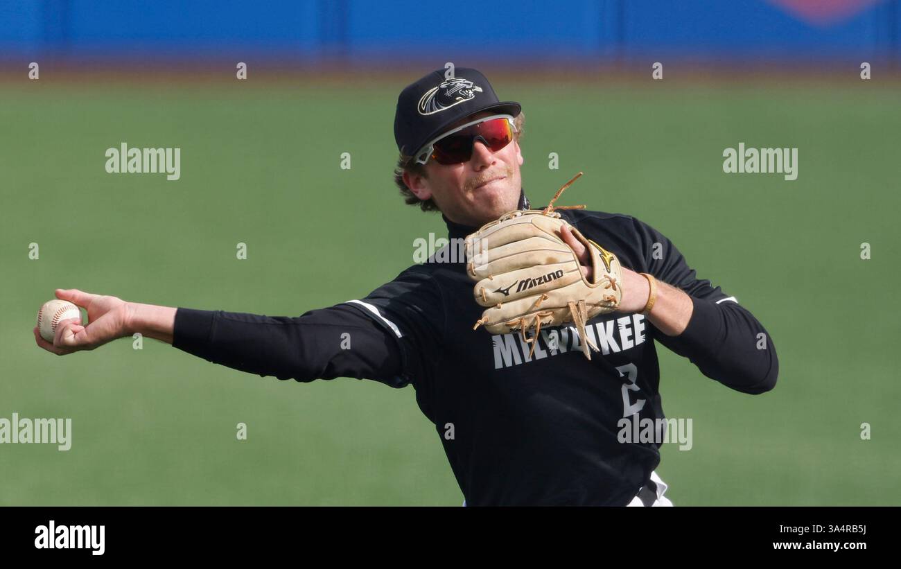 Milwaukee shortstop Gabe Roessler (2) during an NCAA college baseball ...