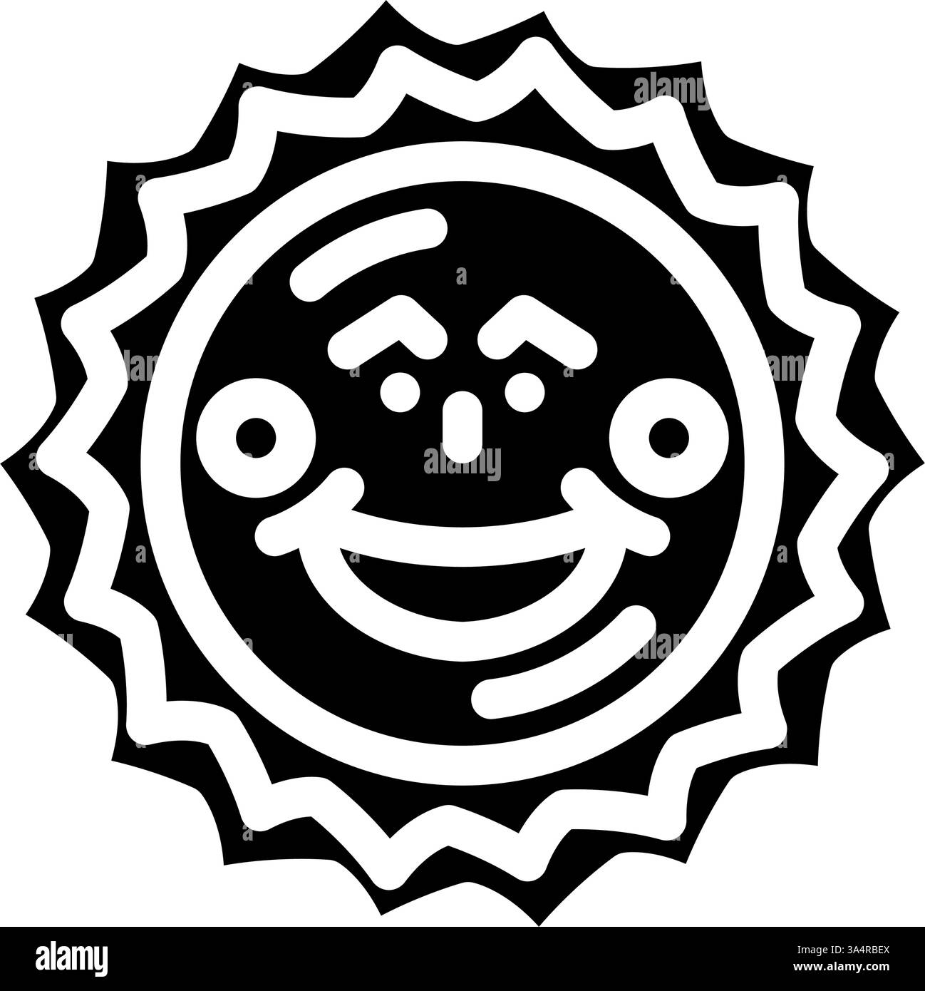 blushing cheeks cute sun character glyph icon vector illustration Stock ...
