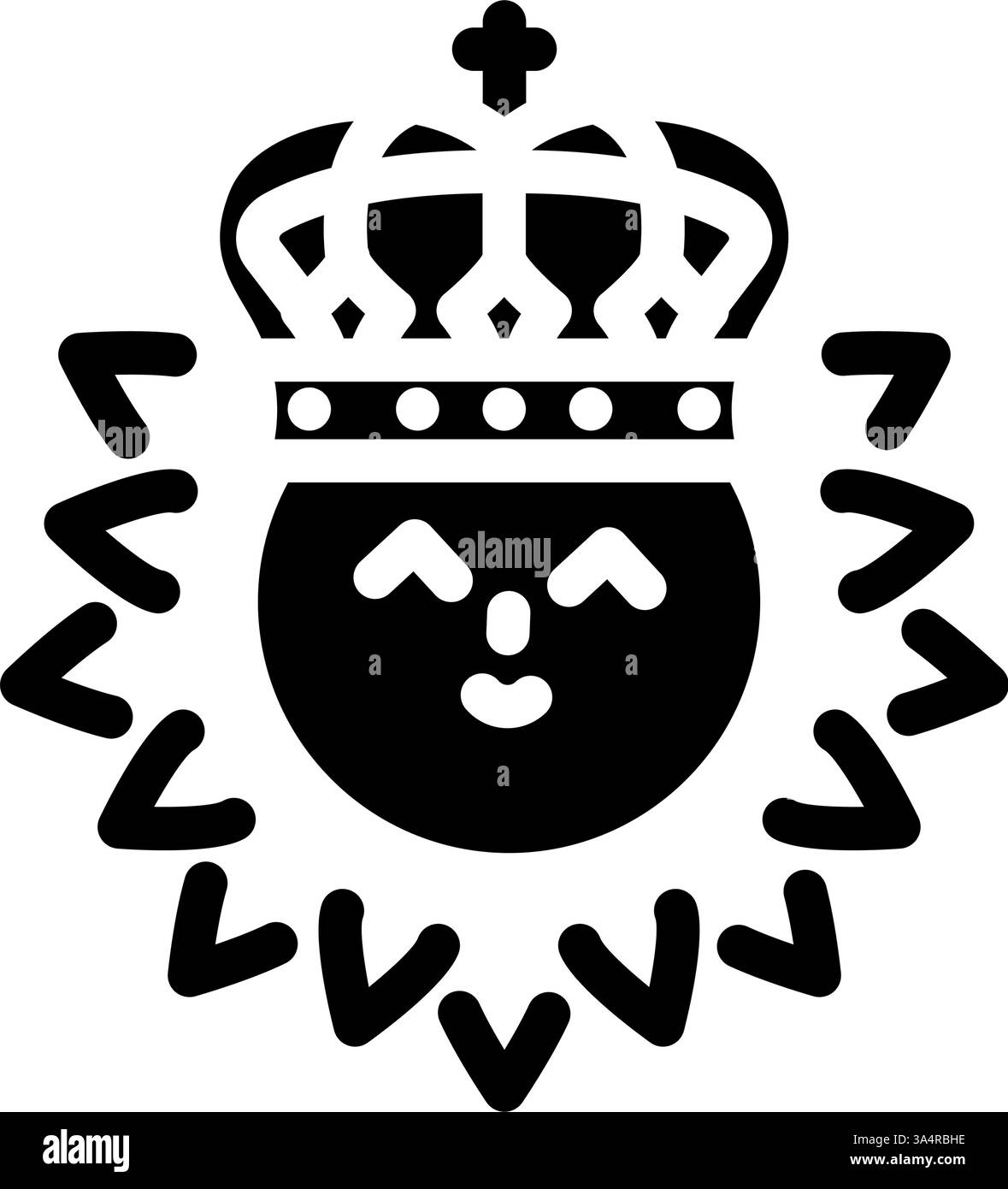 crown cute sun character glyph icon vector illustration Stock Vector ...