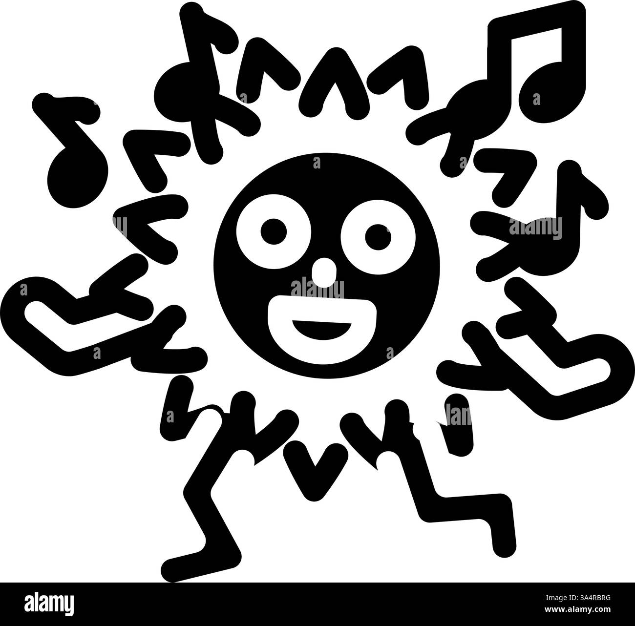 dancing cute sun character glyph icon vector illustration Stock Vector ...