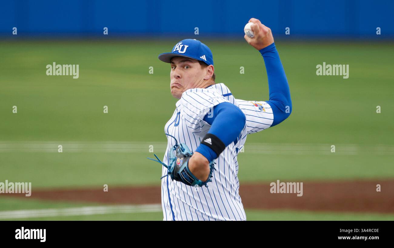 Kansas pitcher Alex Breckheimer (35) during an NCAA college baseball ...