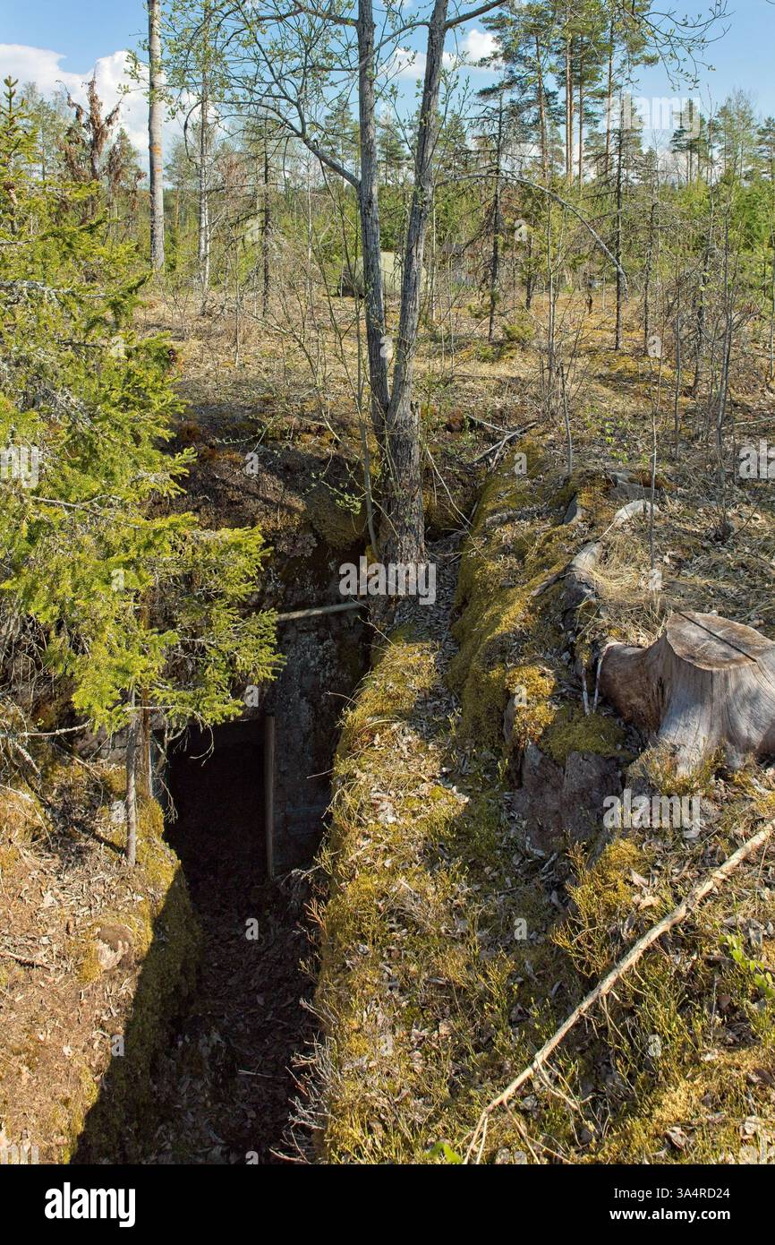 Old Finnish Second World War trenches at bunker B150 at Salpa LIne ...