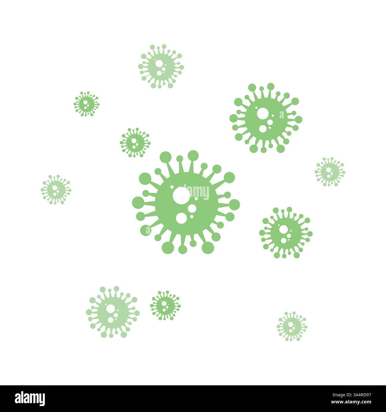 Virus shapes scattered on a white background, resembling a spread ...