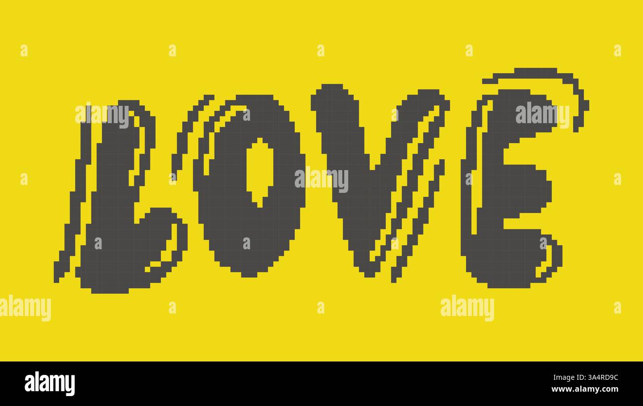 Pixel art word love on bright yellow background Stock Vector Image ...