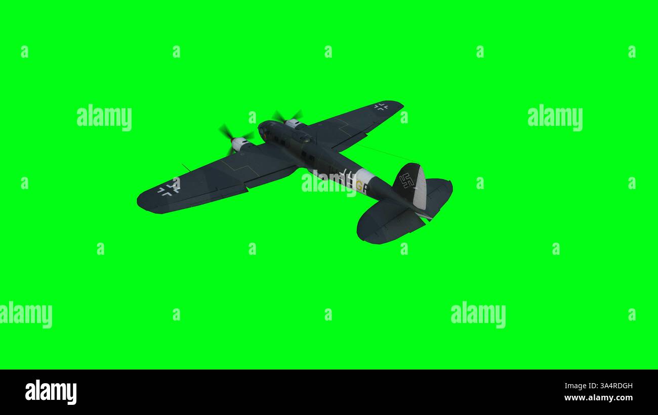 Heinkel He 111. German airliner and medium bomber. World War II. Green ...