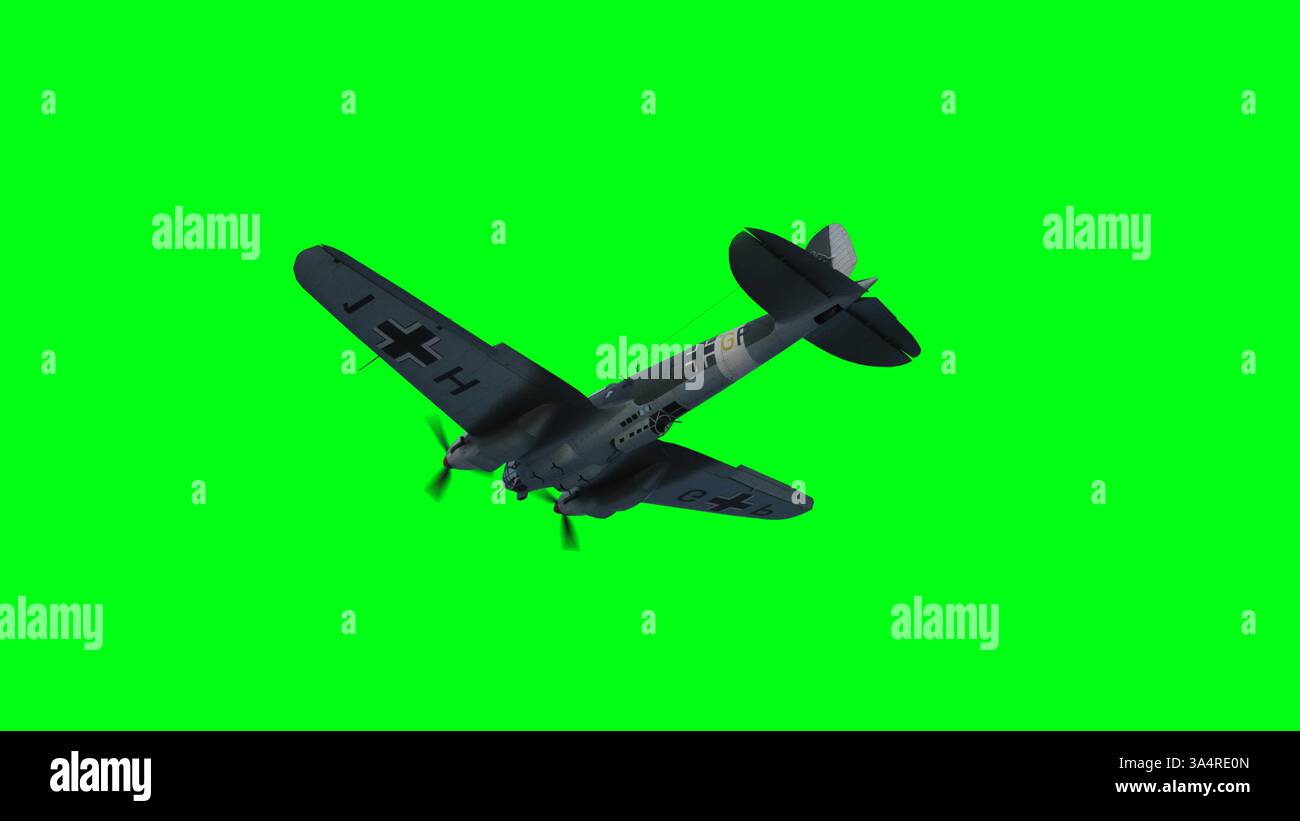 Heinkel He 111. German airliner and medium bomber. World War II. Green ...