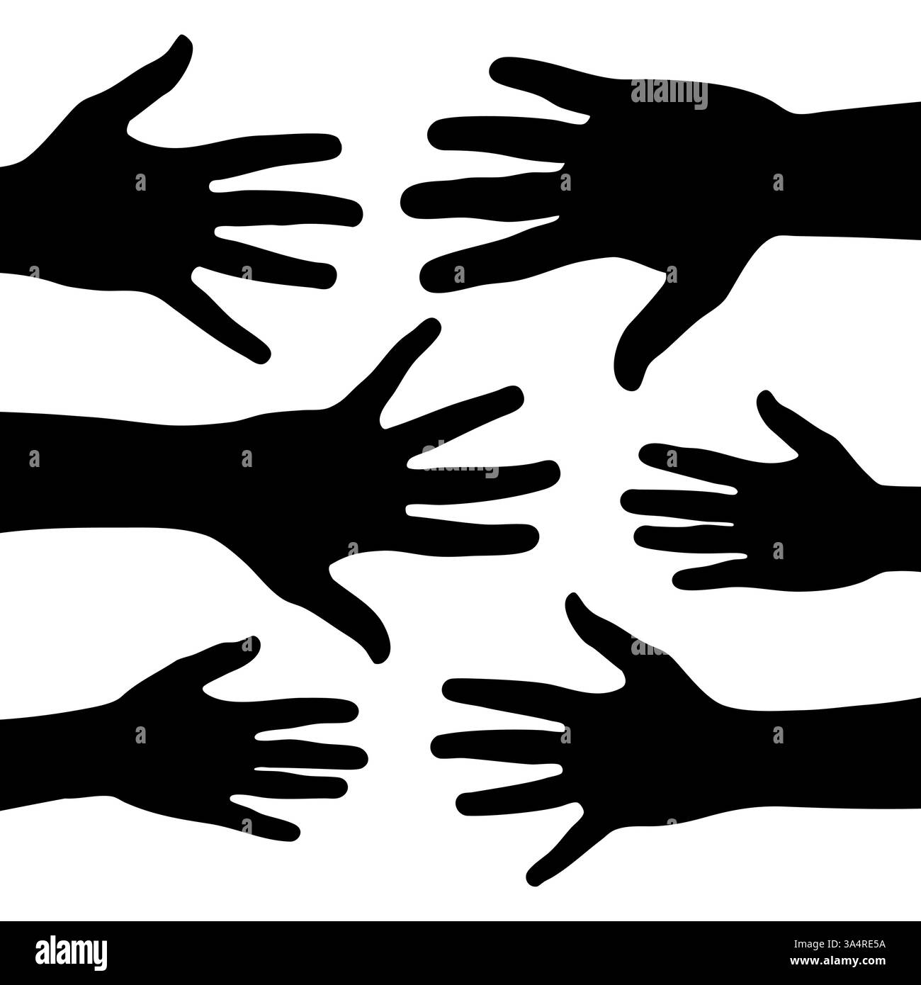 Hands silhouette reaching towards each other. Hand silhouette vector ...