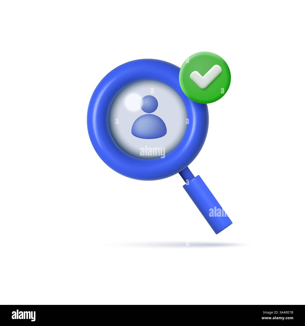 User profile symbol under magnifying glass with confirmation check mark ...