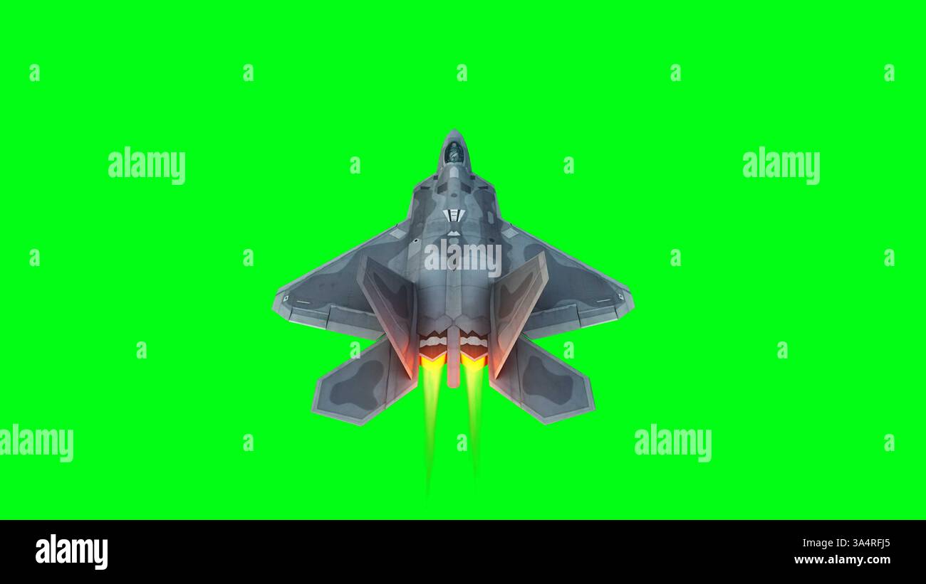 Military fighter jet F-22. green screen isolate. 3d rendering Stock ...