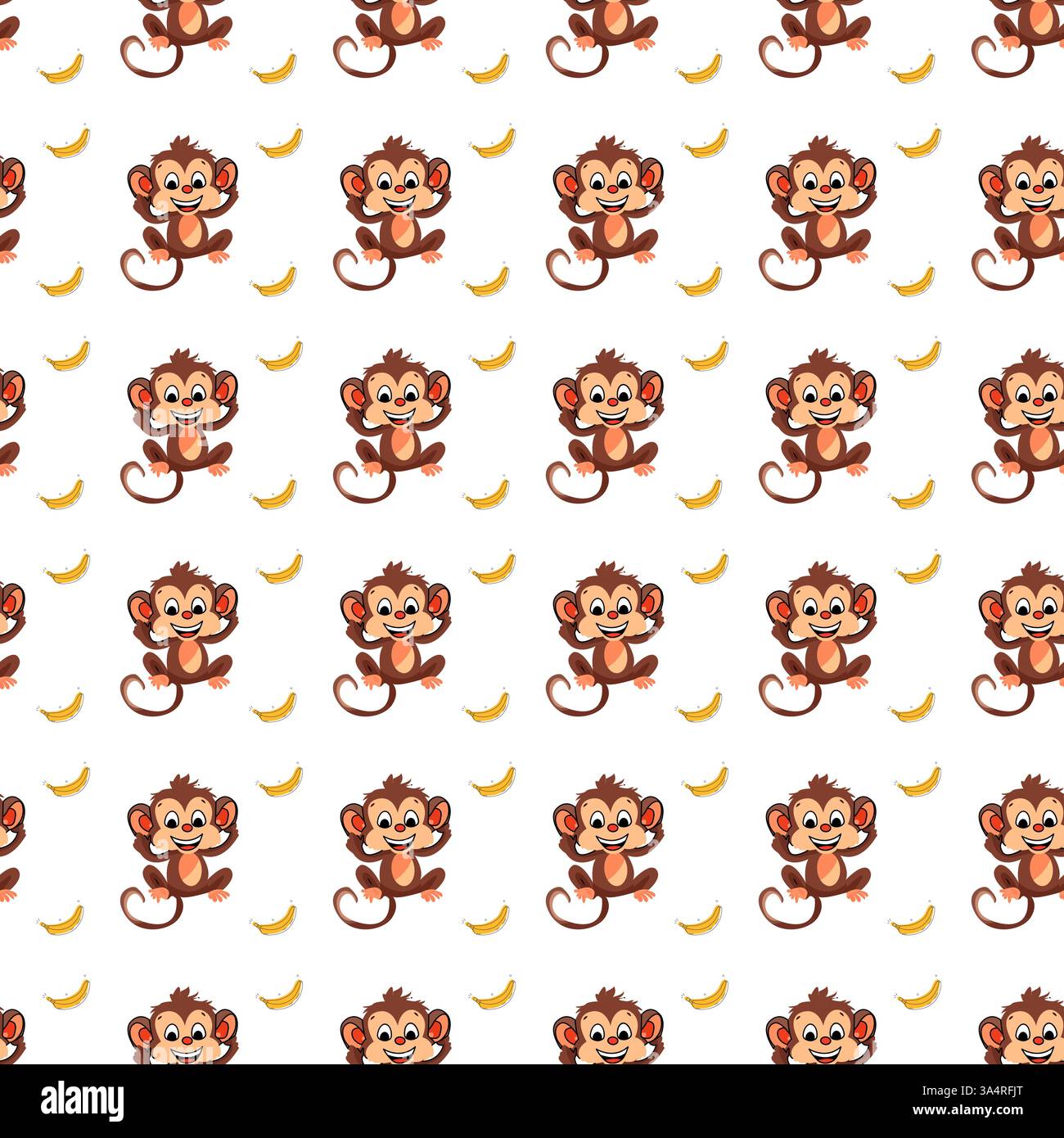 Playful monkey and sausage pattern. A seamless repeating design ...