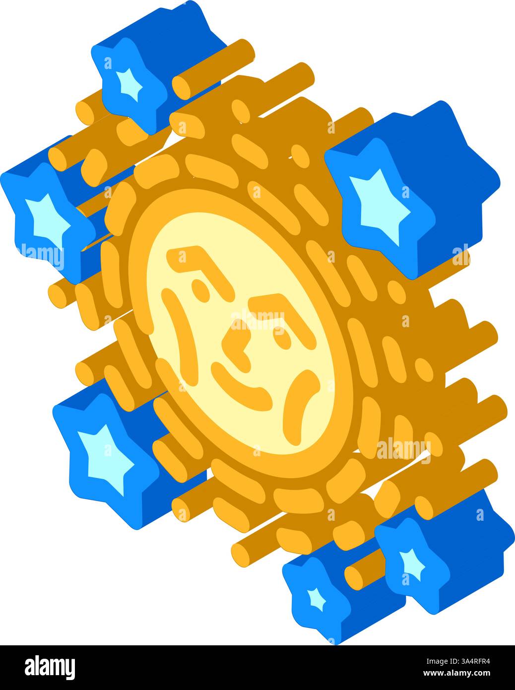 stars cute sun character isometric icon vector illustration Stock ...