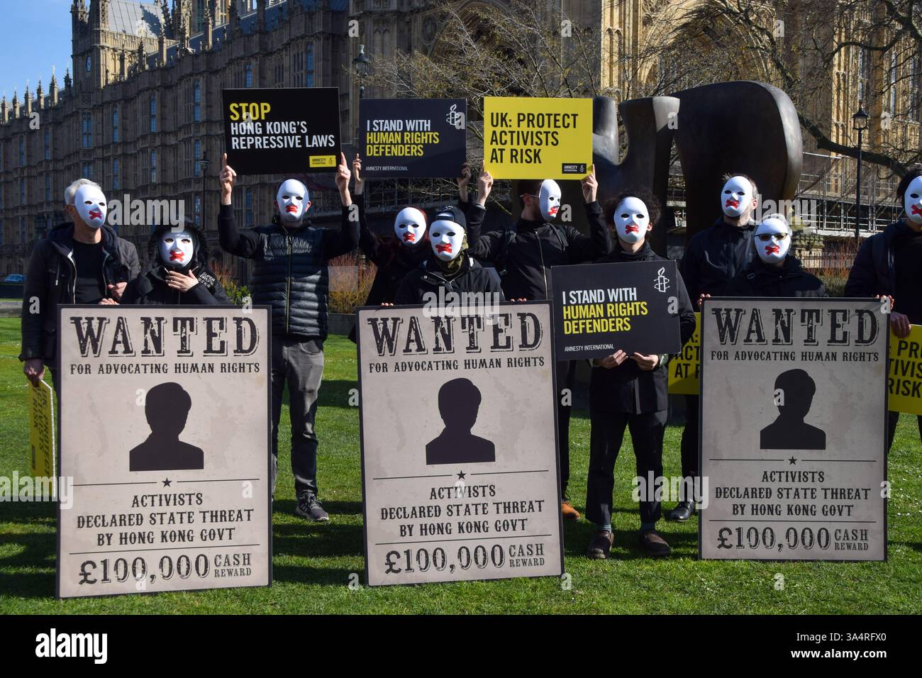 London, UK. 19th March 2025. Campaigners from Amnesty International UK ...
