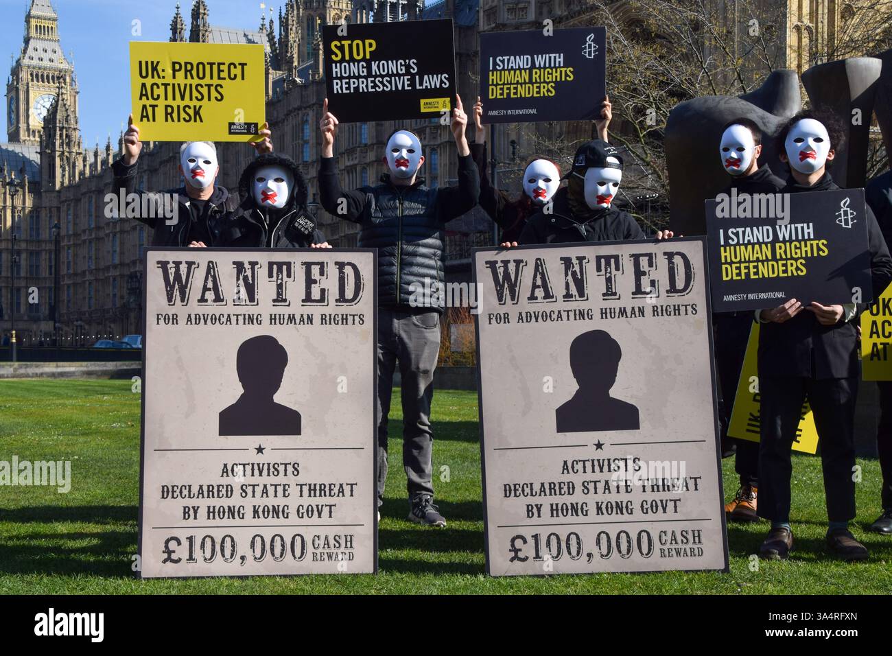 London, UK. 19th March 2025. Campaigners from Amnesty International UK ...
