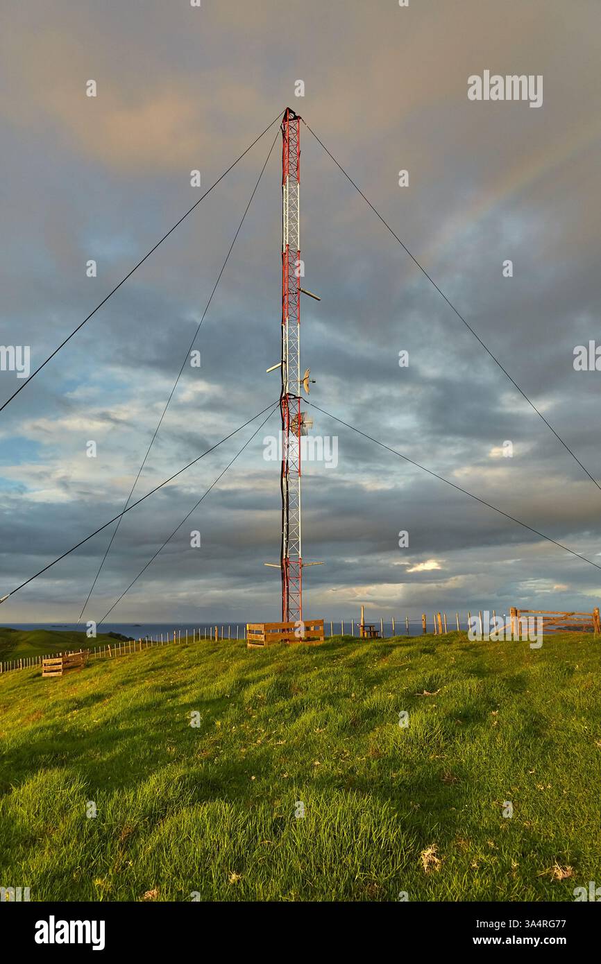 Transmitter tower on a green hill Stock Photo - Alamy