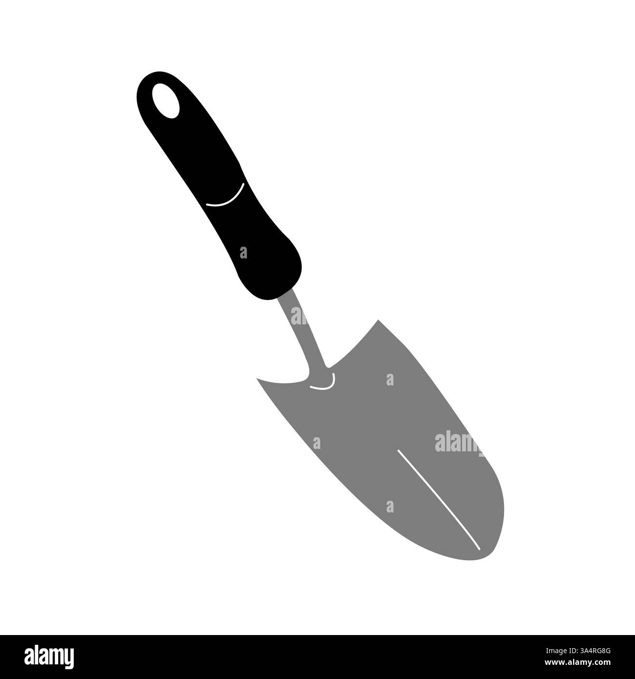 Garden Shovel with Comfort Grip Handle, flat outline style isolate on ...