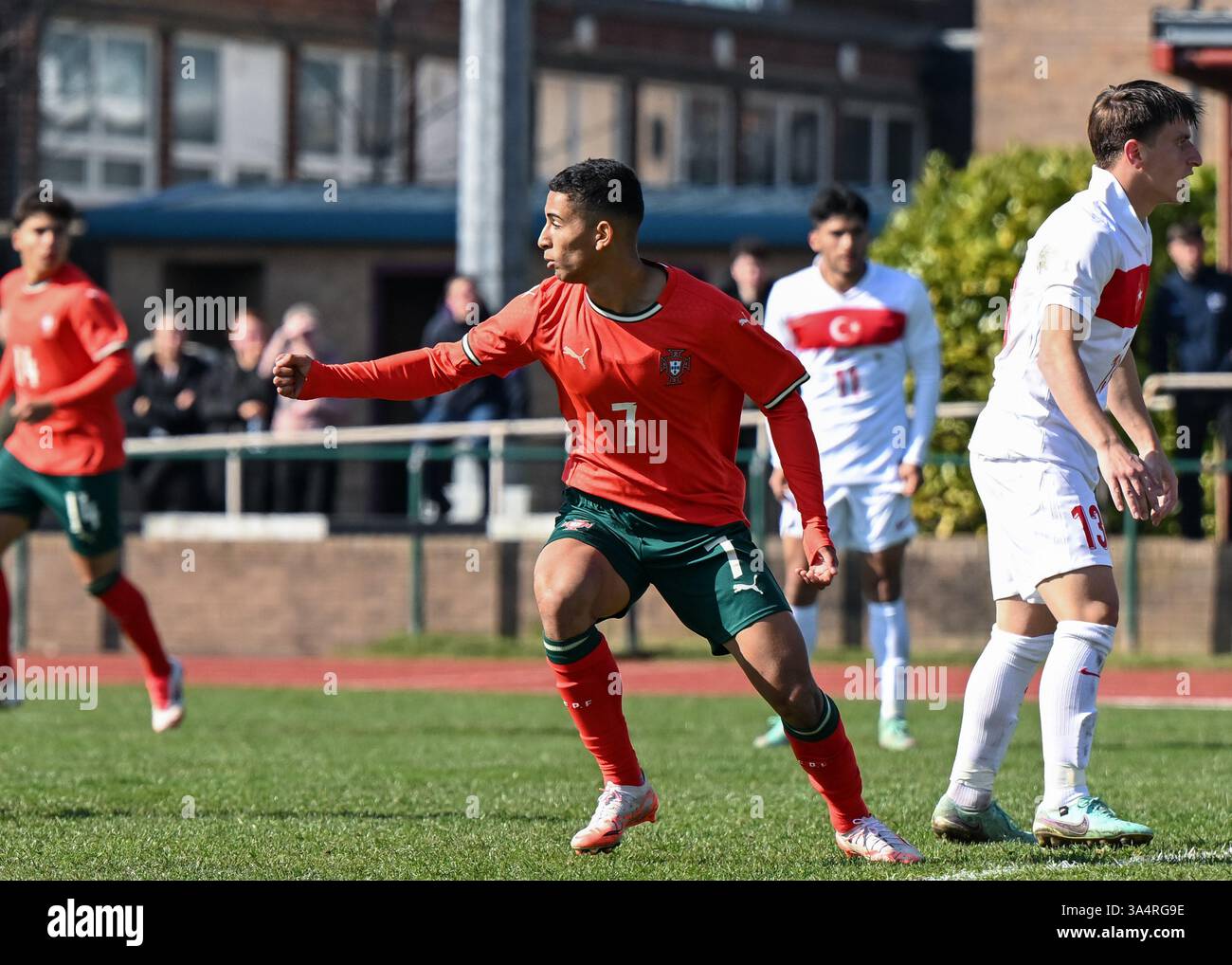 Deeside, UK. 19th Mar, 2025. Francisco Neto of Portugal celebrates ...