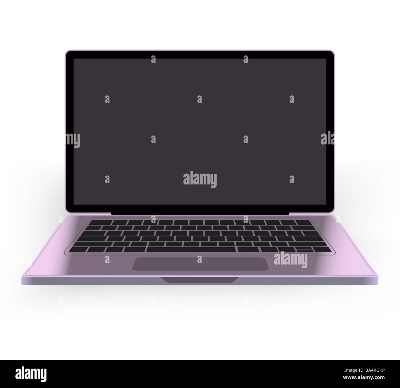 Modern laptop illustration. A sleek purple colored laptop with a black ...