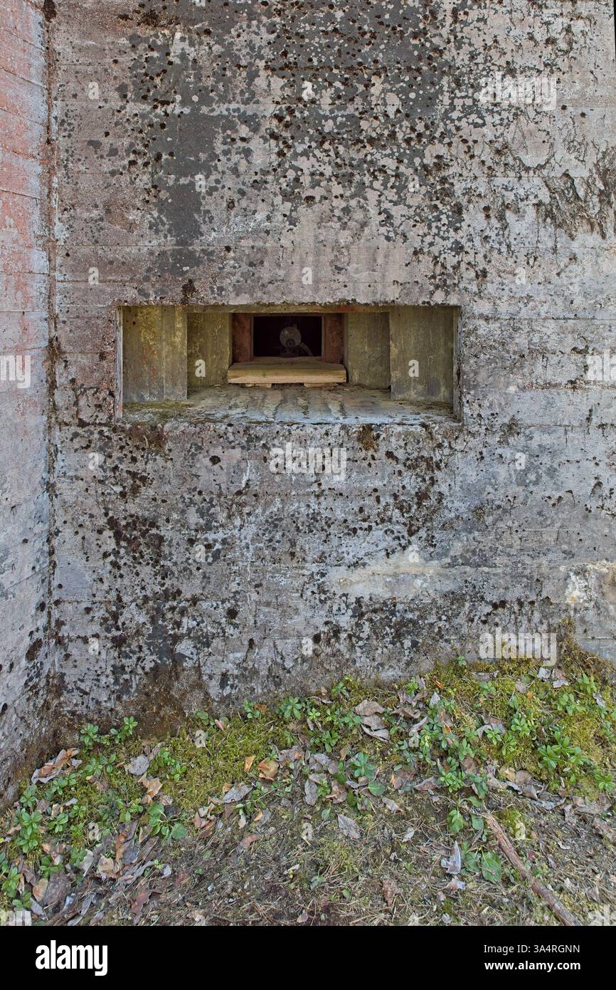 Finnish machine gun opening and machine gun at bunker B186 at Salpa ...