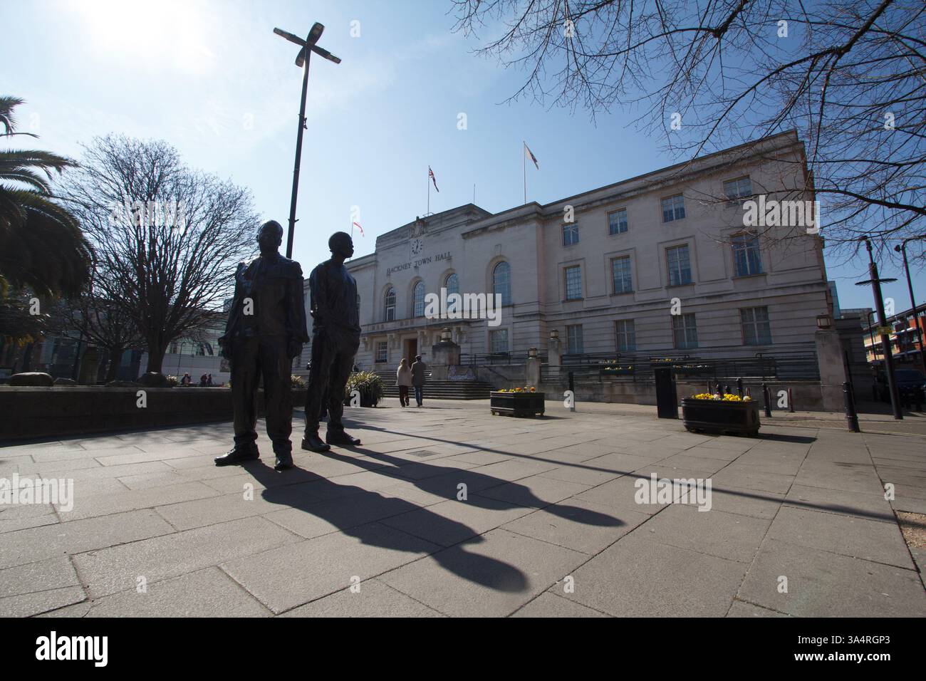 Hackney Town Hall, Hackney, London, UK, featuring the sculpture Warm ...