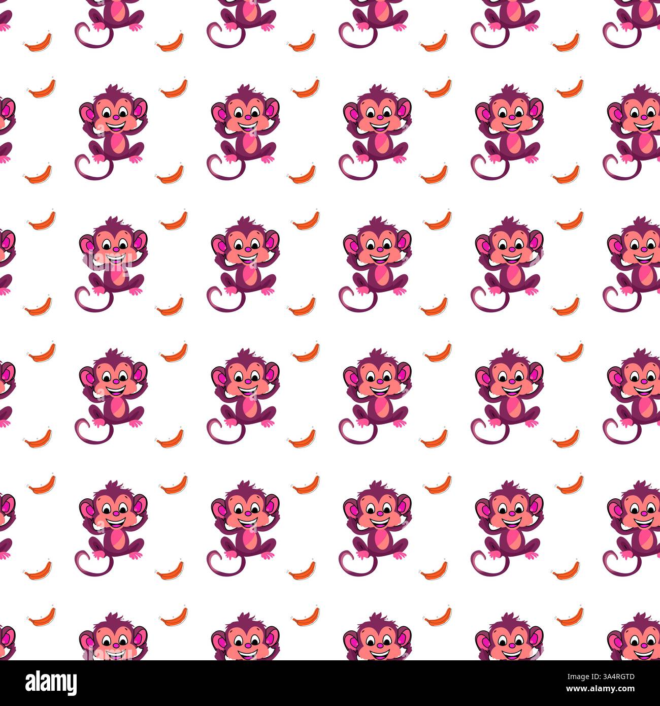 Playful monkey and sausage pattern. A seamless repeating design ...