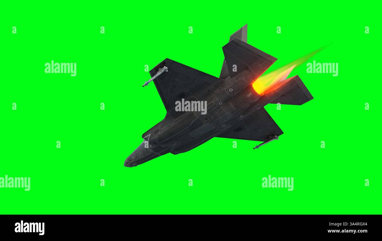 Military fighter jet F-35. green screen isolate. 3d rendering Stock ...