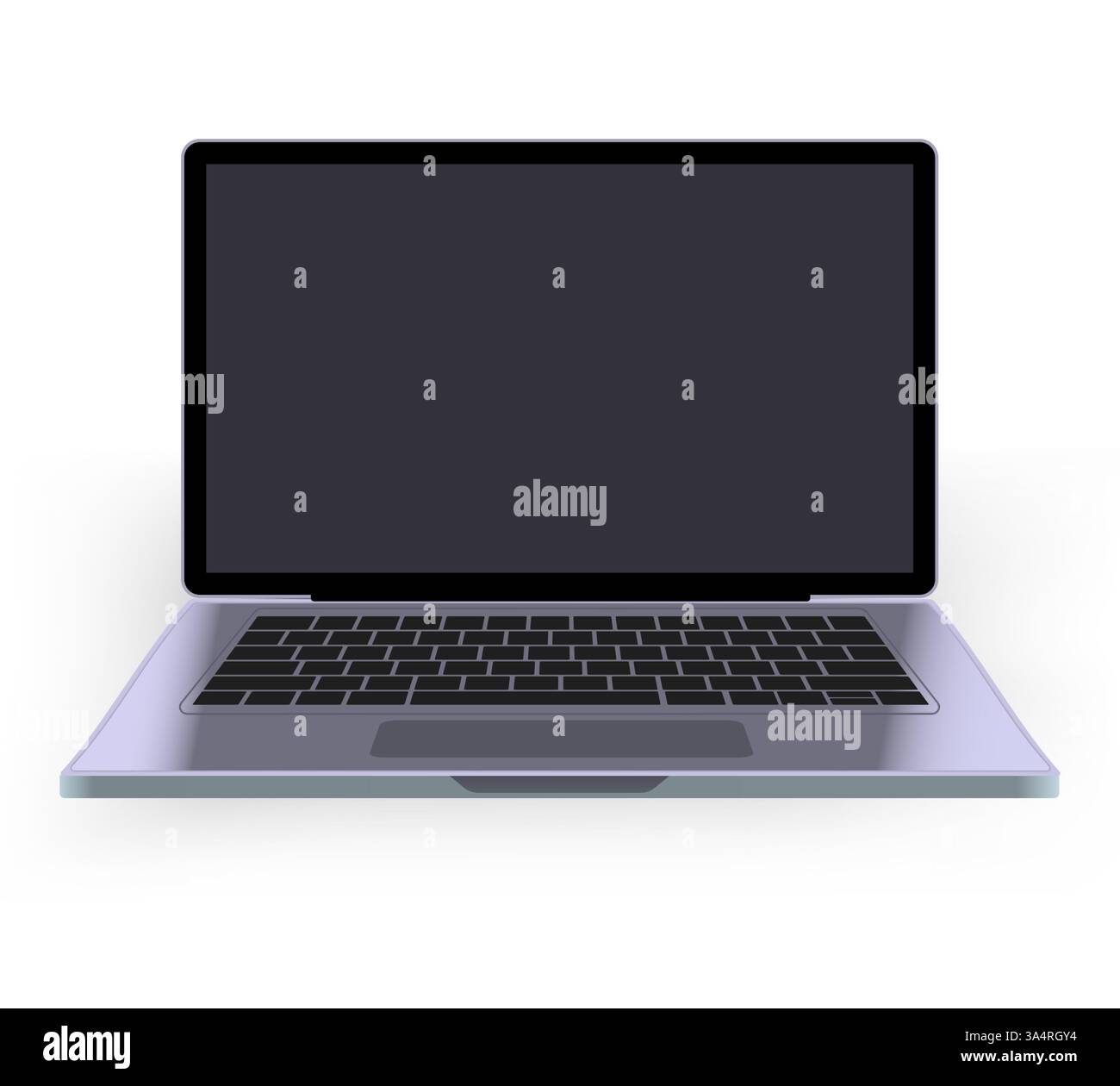 Modern laptop illustration. A sleek purple colored laptop with a black ...