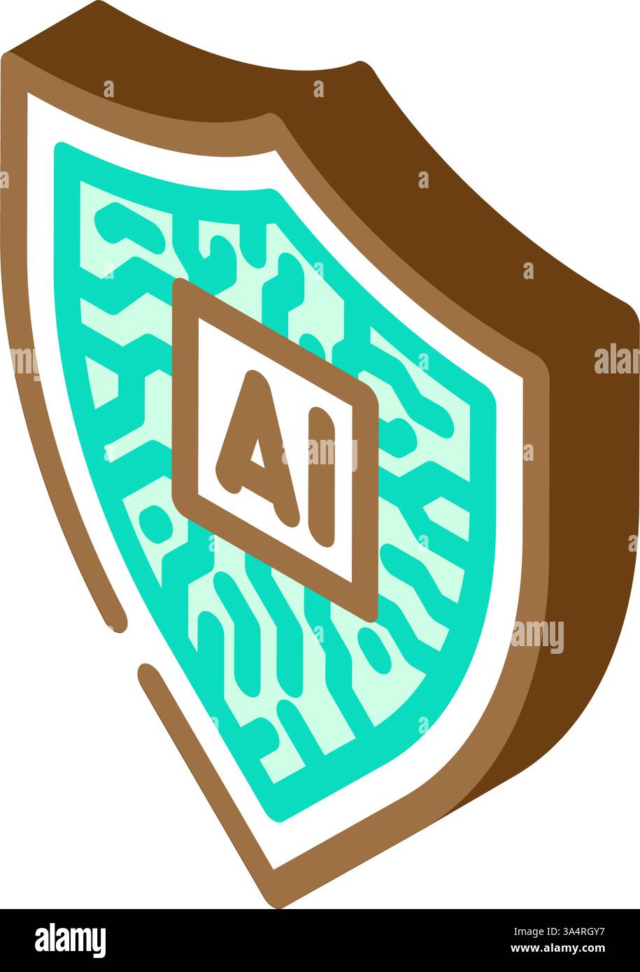 security shield with ai deep learning isometric icon vector ...