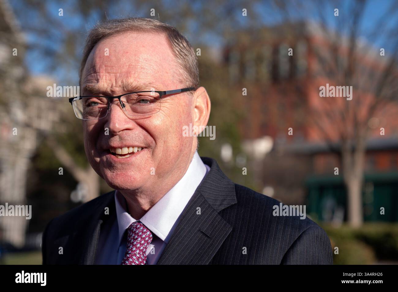 White House economic adviser Kevin Hassett speaks to reporters outside ...