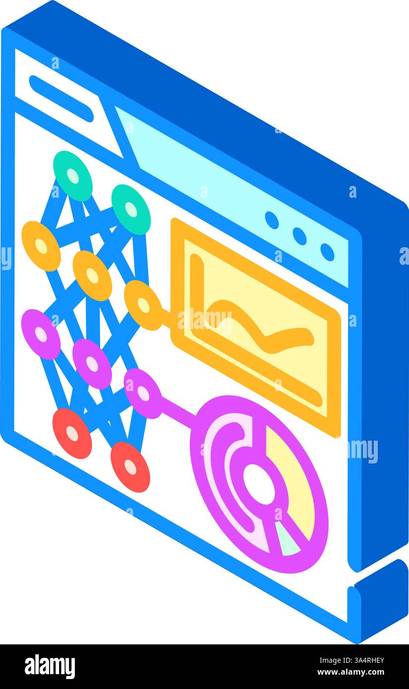 data visualization chart deep learning isometric icon vector ...
