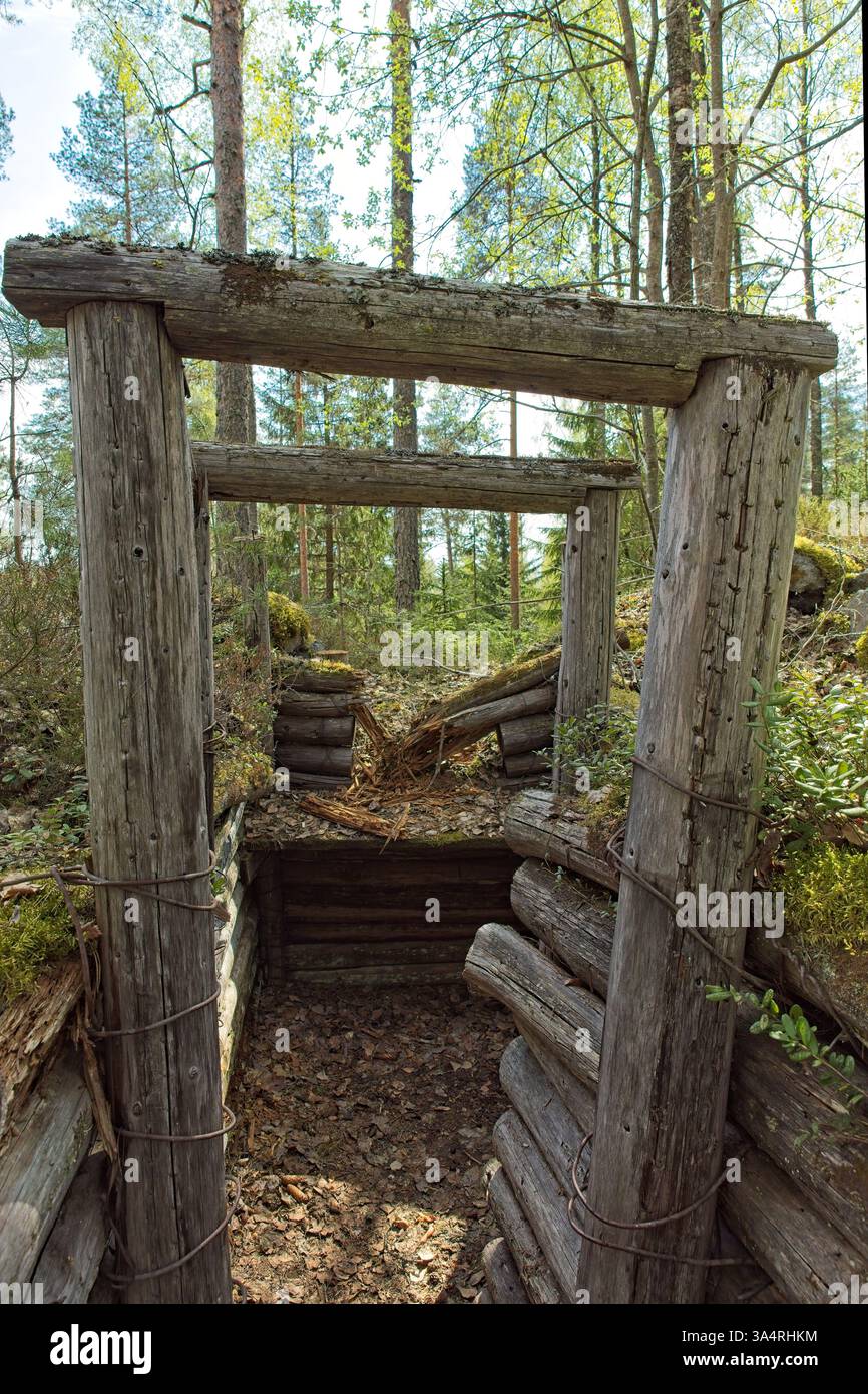 Old Finnish Second World War trenches and machine gun placement at ...