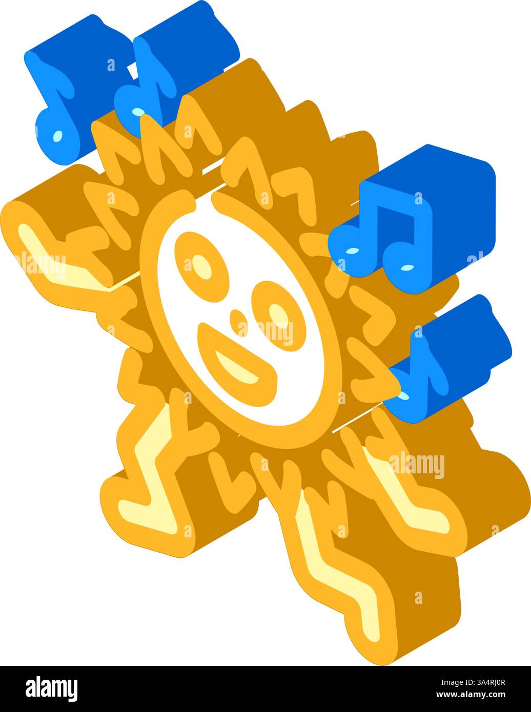 dancing cute sun character isometric icon vector illustration Stock ...