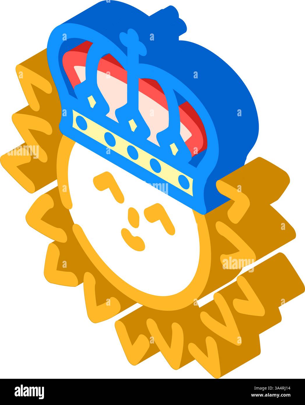 crown cute sun character isometric icon vector illustration Stock ...