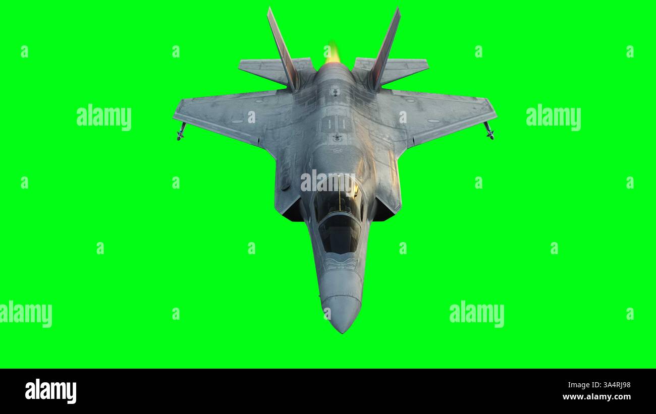 Military fighter jet F-35. green screen isolate. 3d rendering Stock ...