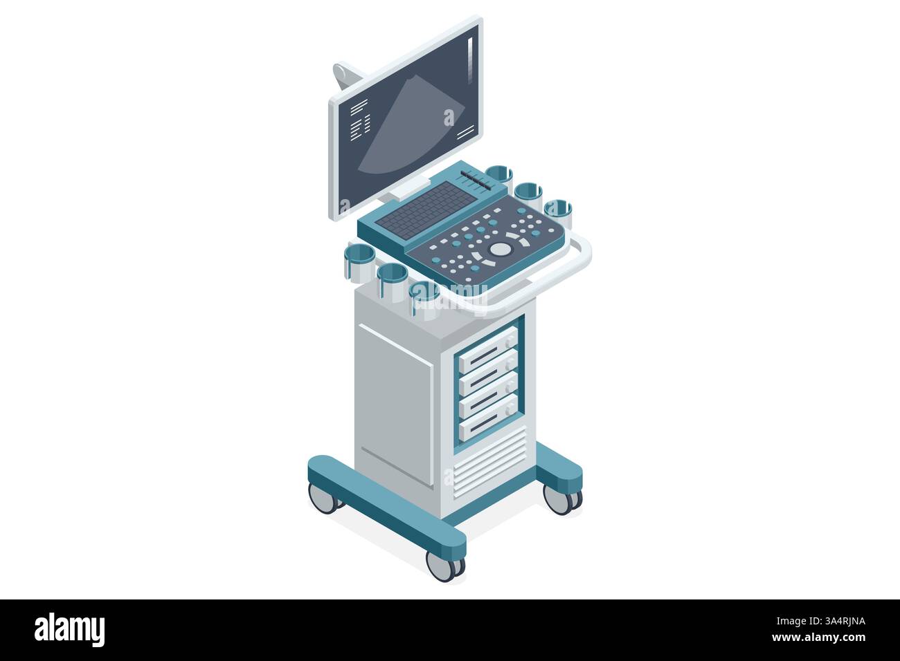Isometric Ultrasound Examination. The monitor displays the results ...
