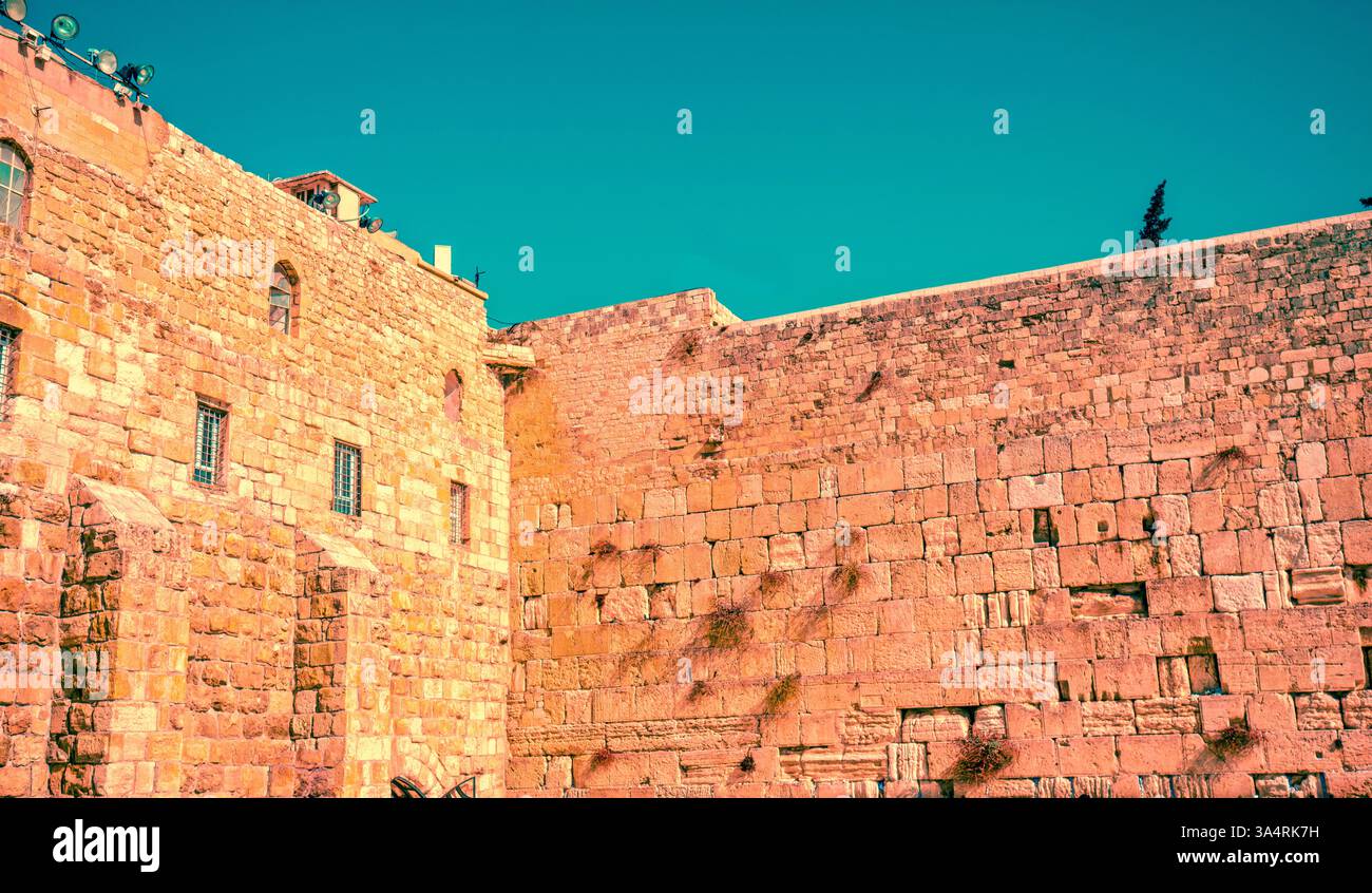 Ancient wall in old city Jerusalem. Western wall, Israel Stock Photo - Alamy