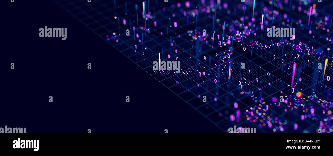 Macro of quantum computing technology. Digital patterns of big data ...
