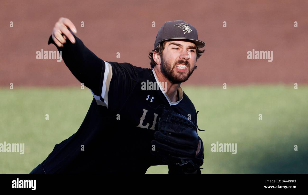 Lindenwood pitcher Bennett Stice (16) during an NCAA college baseball ...