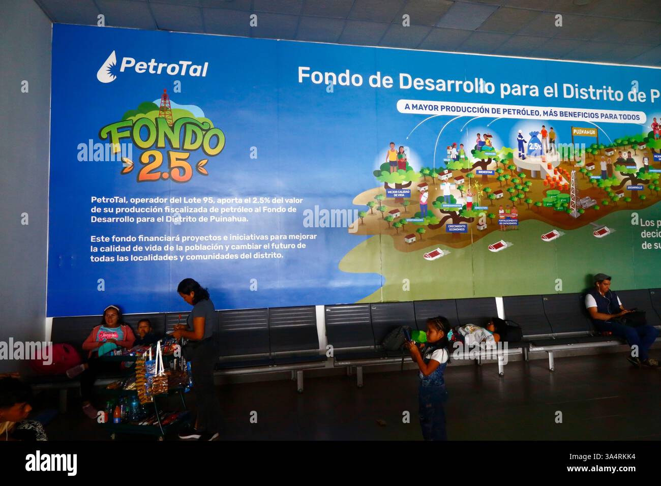 Mural inside airport terminal building explaining the benefits of the ...