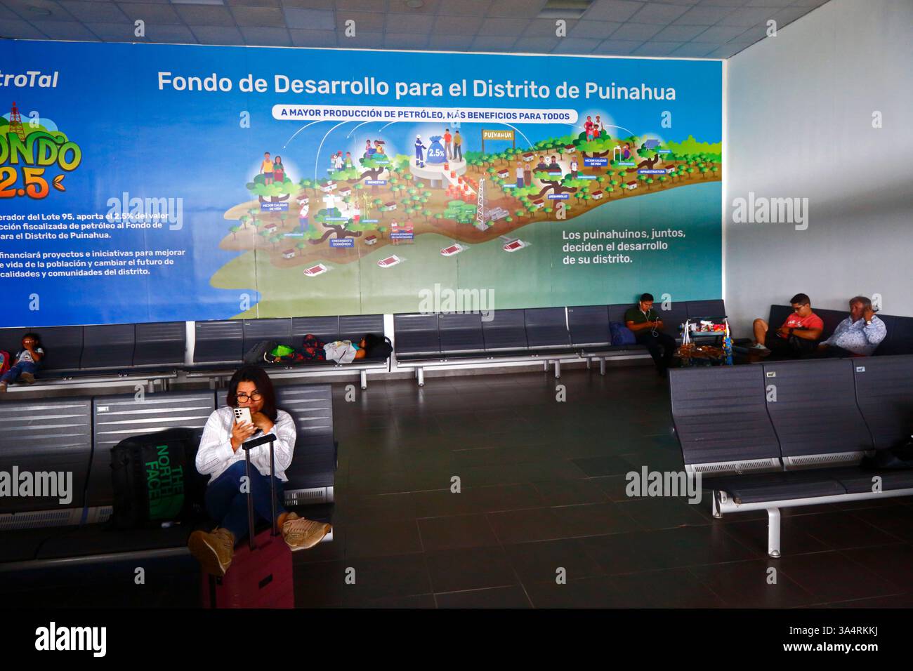 Mural inside airport terminal building explaining the benefits of the ...