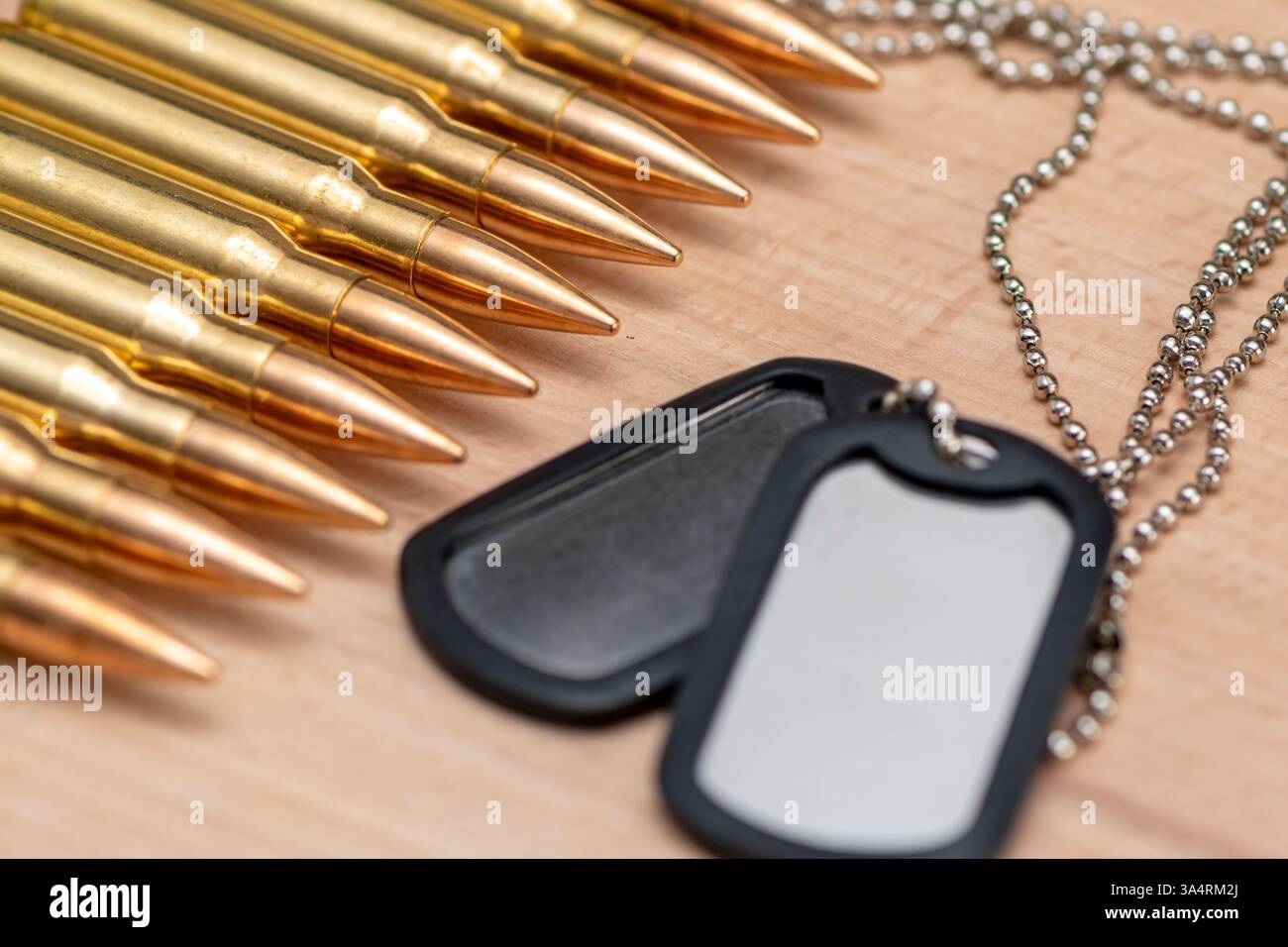 Ammunition and tokens - a symbol of military service Five rifle ...