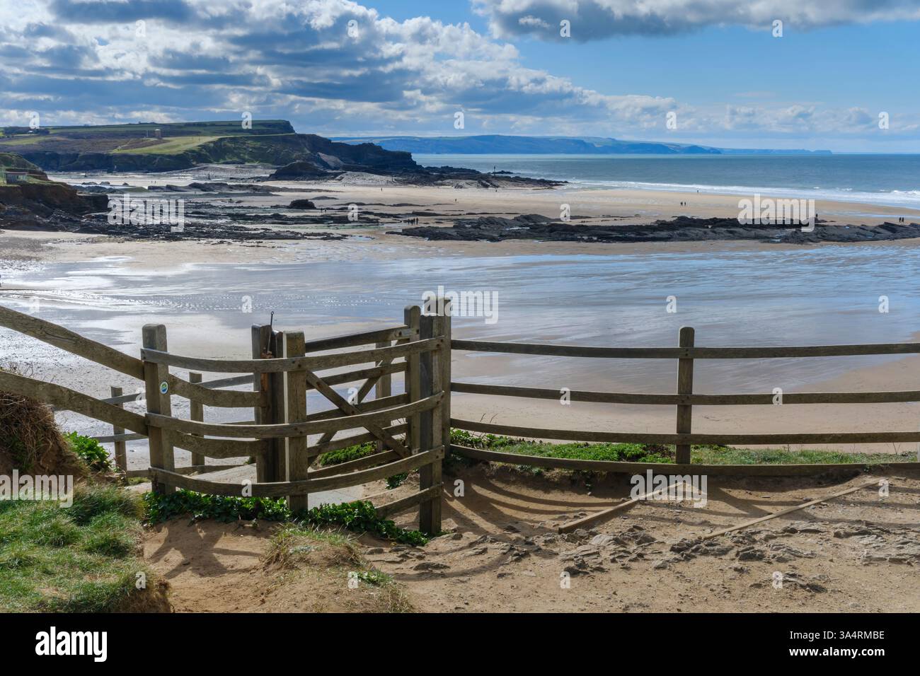 Bude, Cornwall - The South West Coast Path looking down into the ...