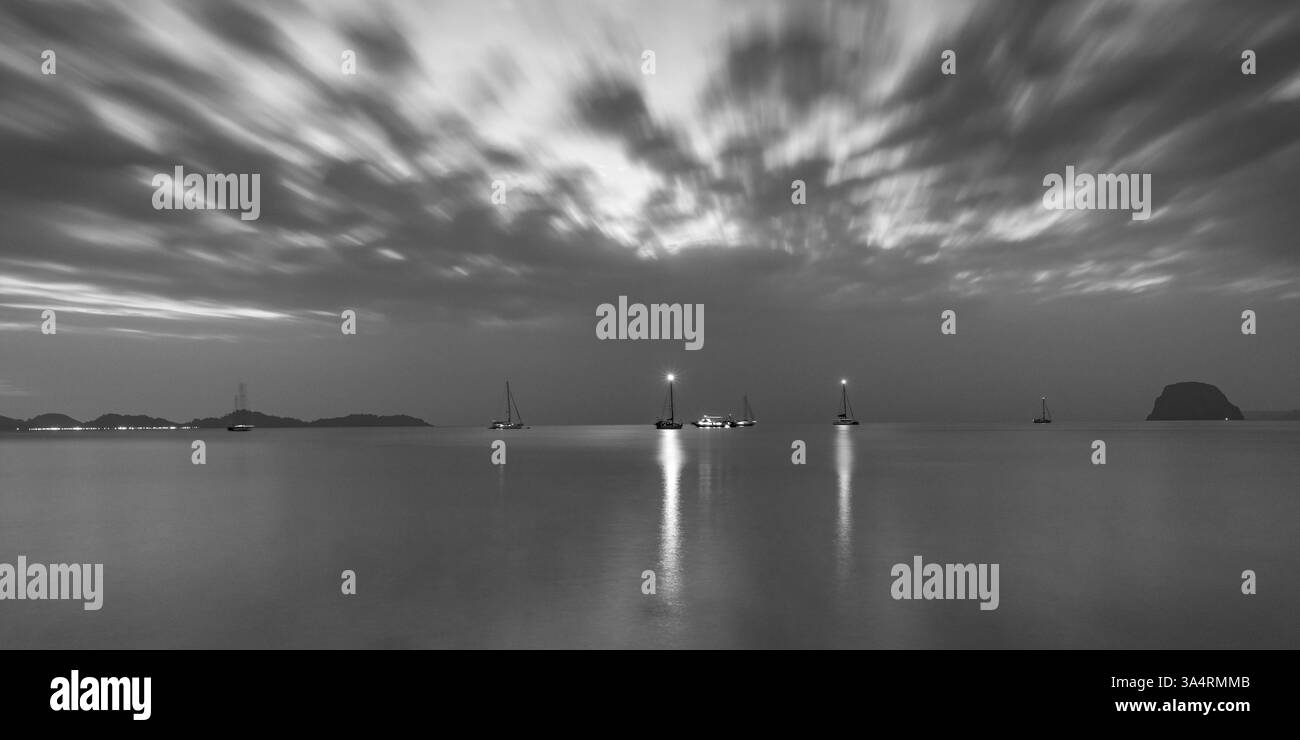 After sunset at Charlie Beach, Koh Mook Island, Andaman Sea, Thailand ...