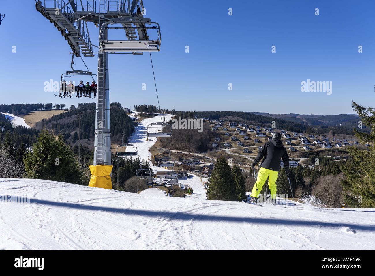 Winter sports area in the Sauerland, Winterberg ski lift carousel ...