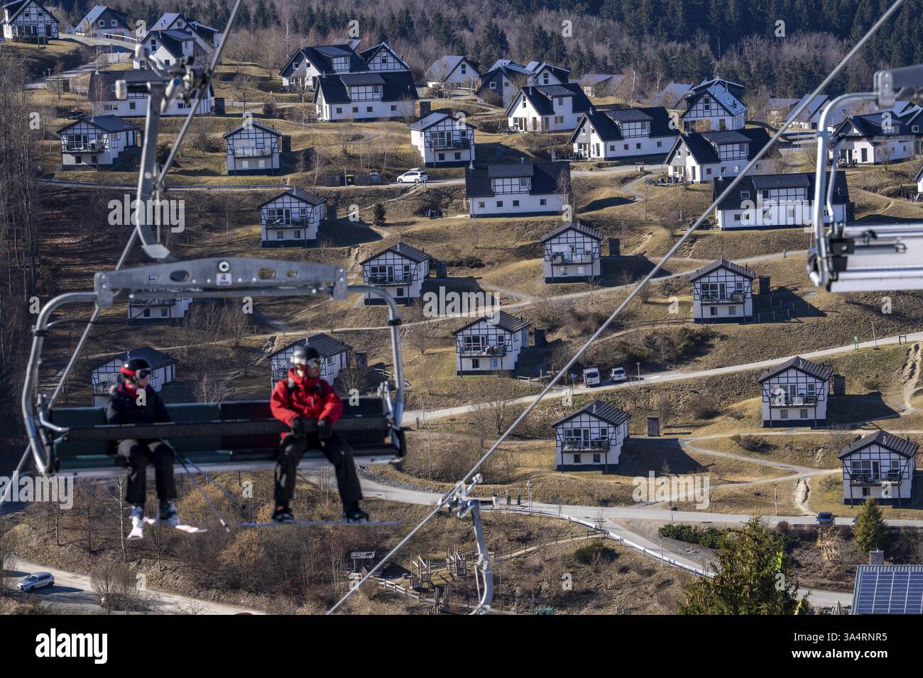 Winter sports area in the Sauerland, Winterberg ski lift carousel ...