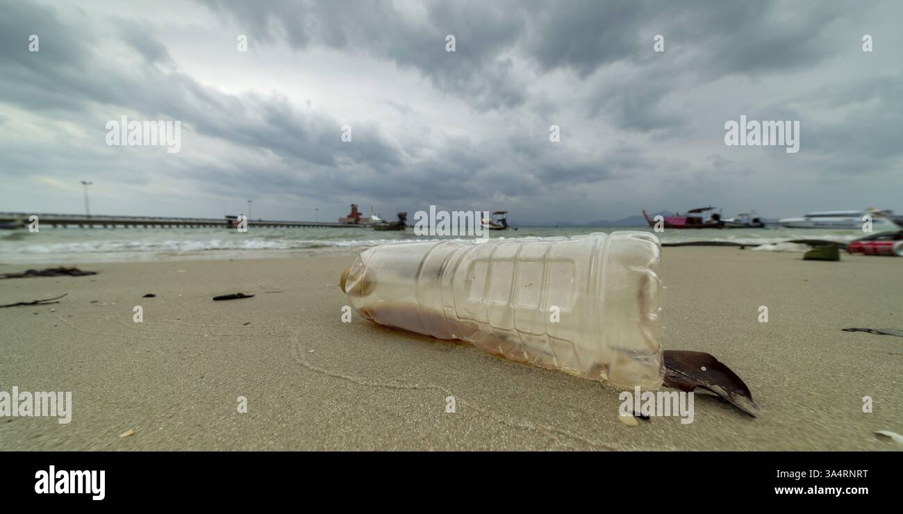 Plastic waste on the beach, Sivalai Beach, Koh Mook Island, Andaman Sea ...