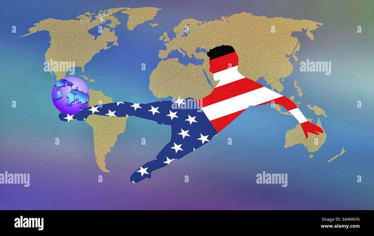 Symbolic image, Donald-Trump, dangerous US-Soccer with the world ...