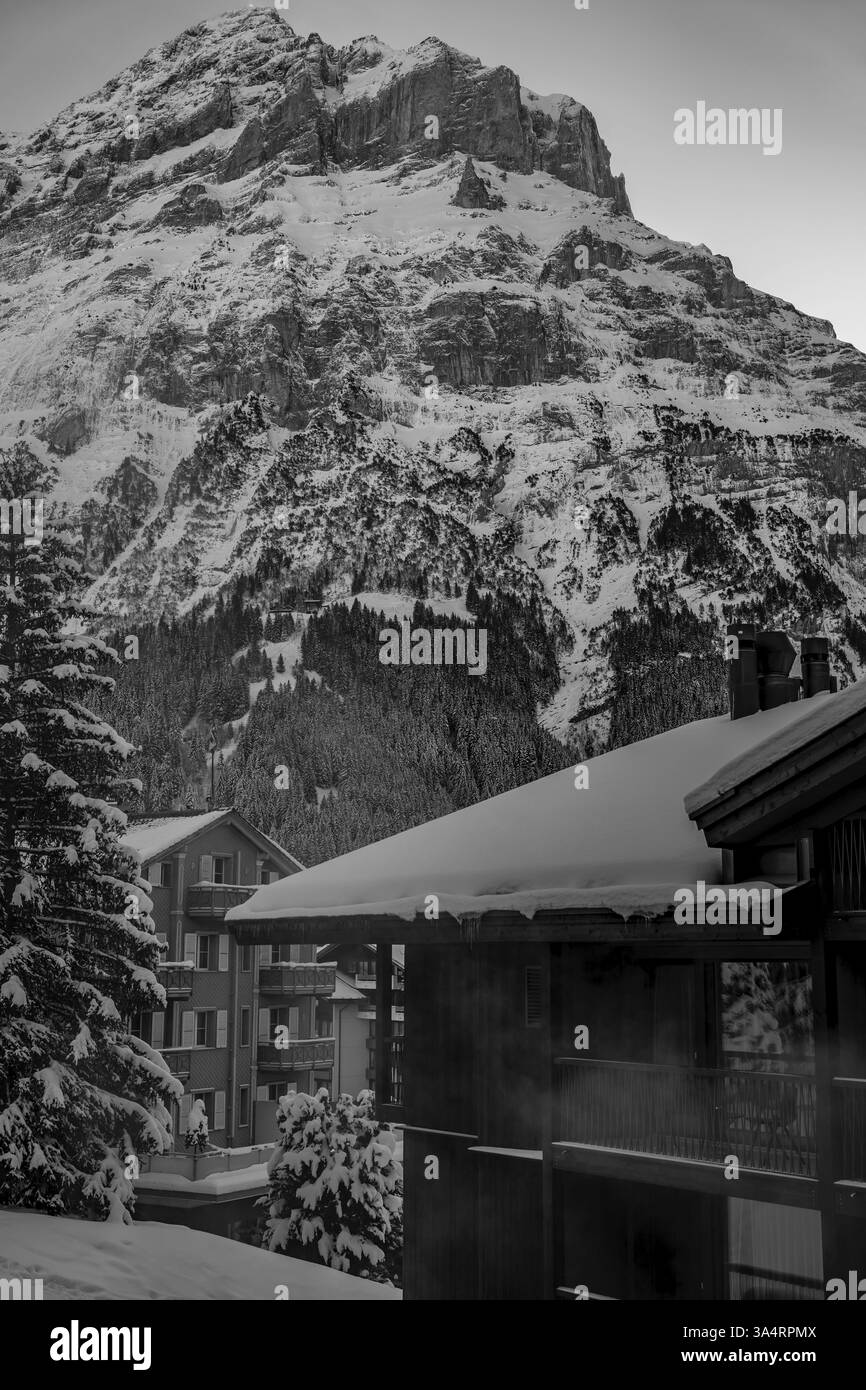 Winter alps mountaintop snow Black and White Stock Photos & Images - Alamy