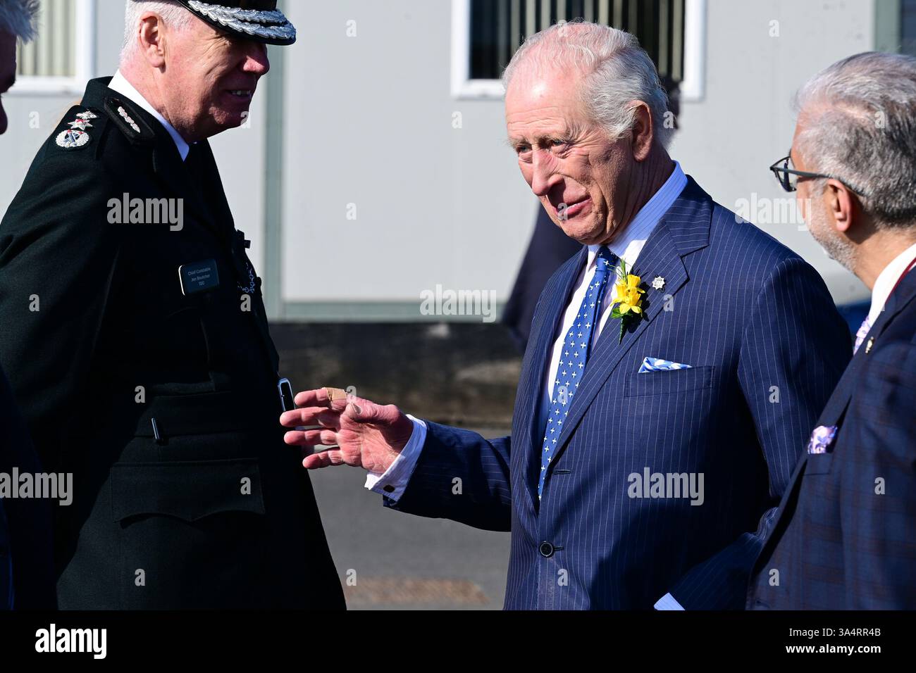 King Charles III during a visit to the Newforge complex in Belfast ...