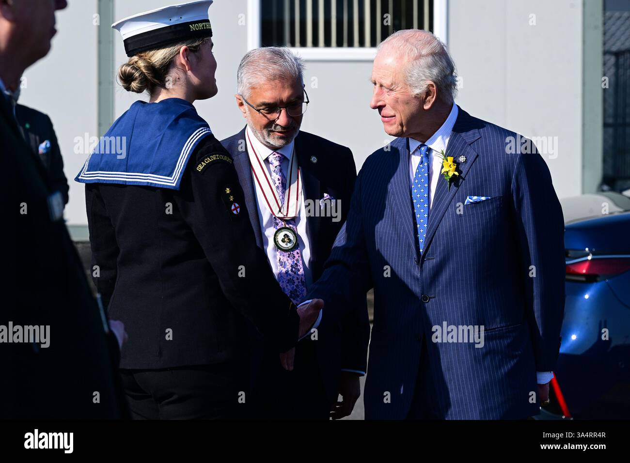 King Charles III during a visit to the Newforge complex in Belfast ...